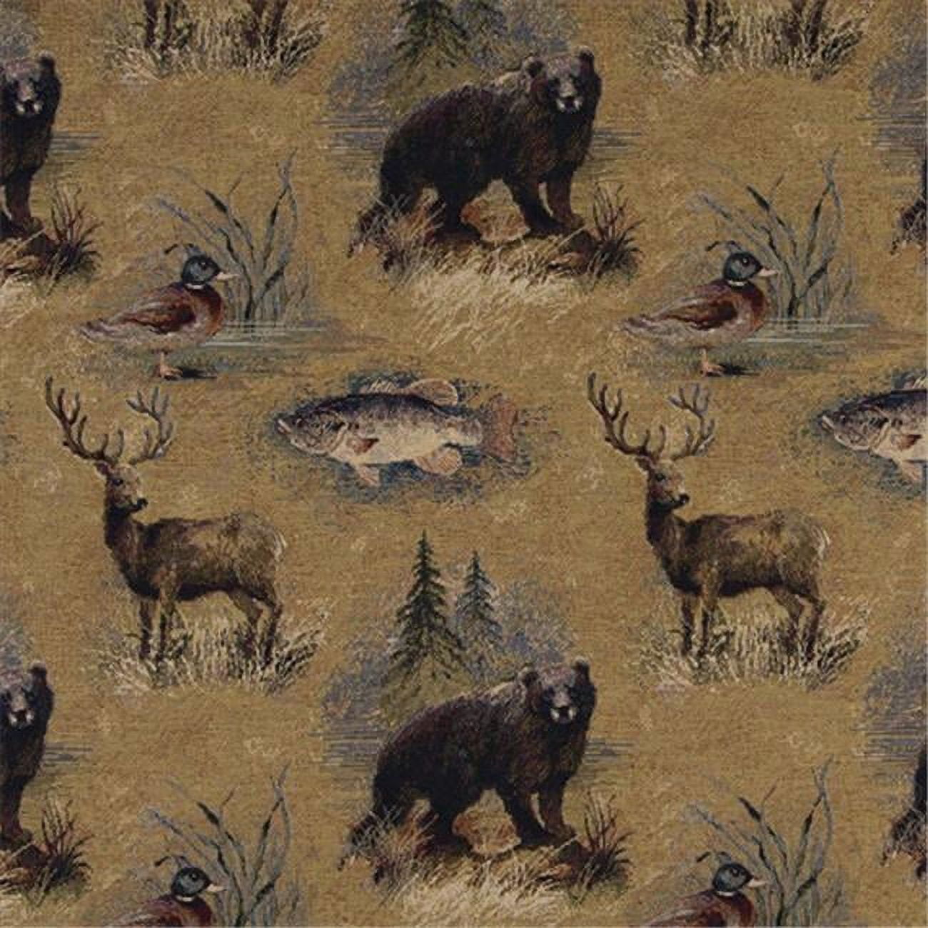 Designer Fabrics 54 in. Wide - Rustic Bears- Fish- Ducks- Deer And ...