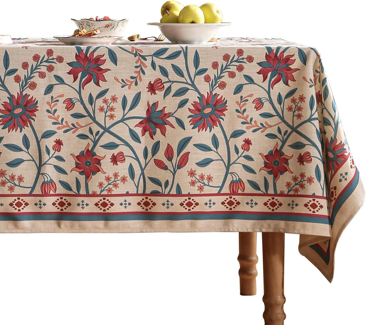 Designer Floral Linen Square Tablecloth,Vintage William Morris Wrinkle ...