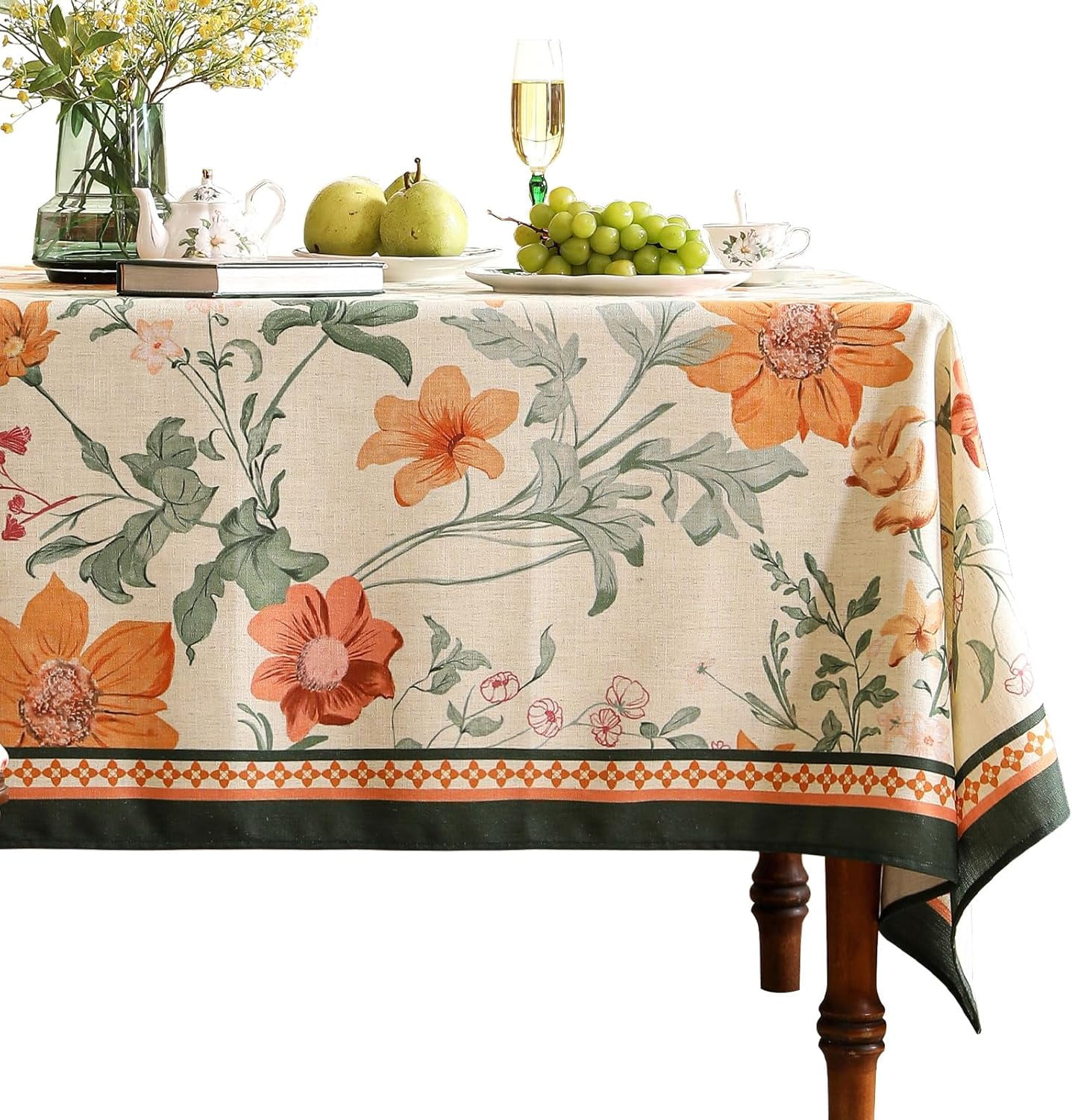 Designer French Block Print Square Tablecloth,Linen Table Cloth,Wrinkle ...