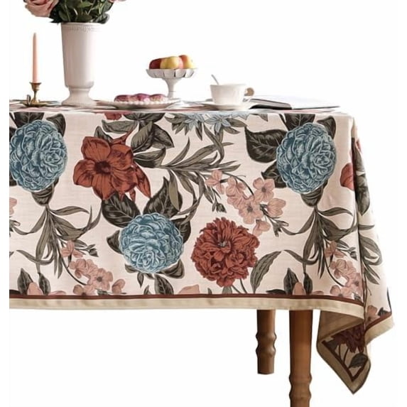 Designer French Linen Small Tablecloth for Square Tabl,Red and Blue ...