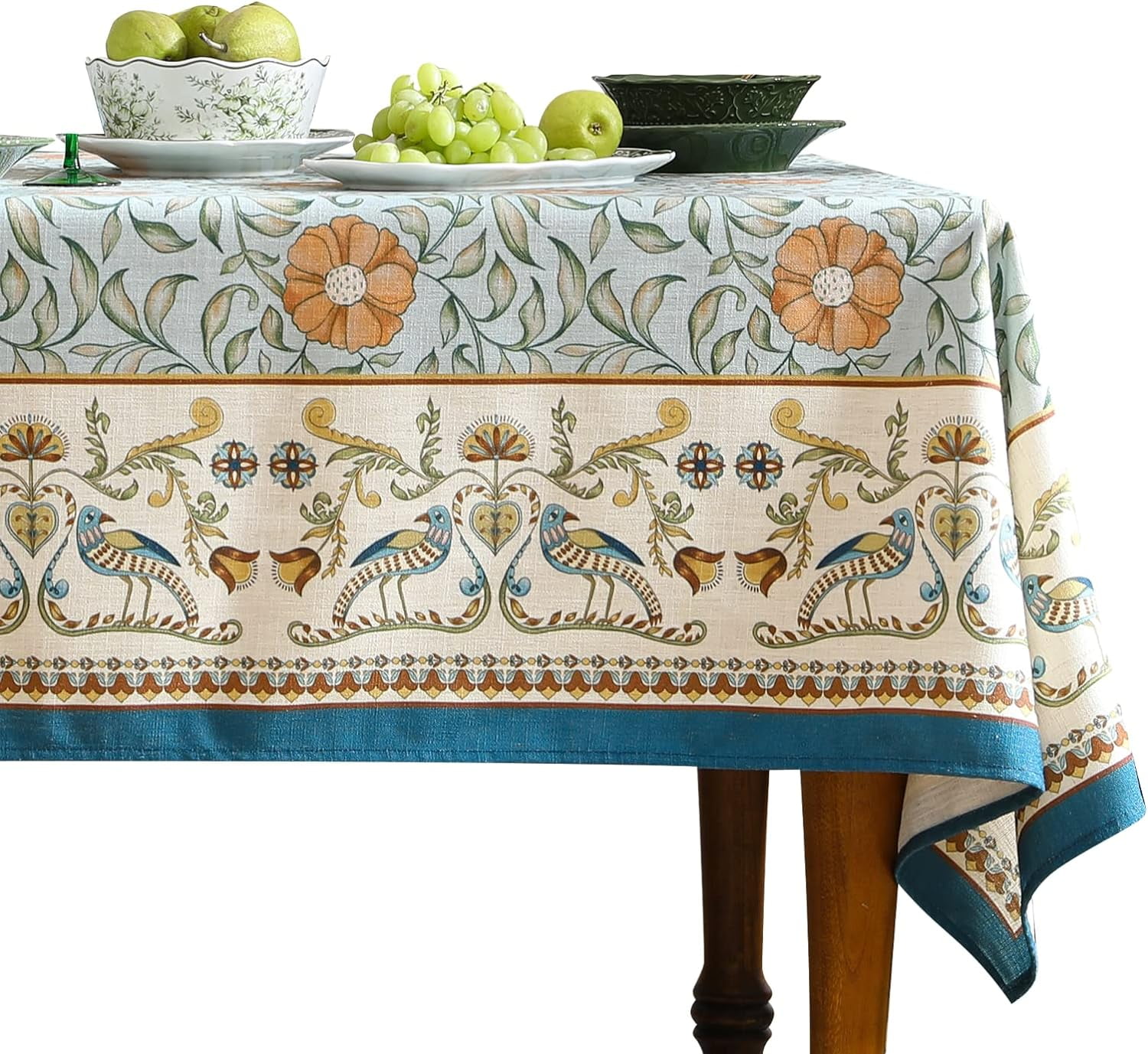 Designer French Table Cloth Rectangle Table,Blue Italian Floral ...