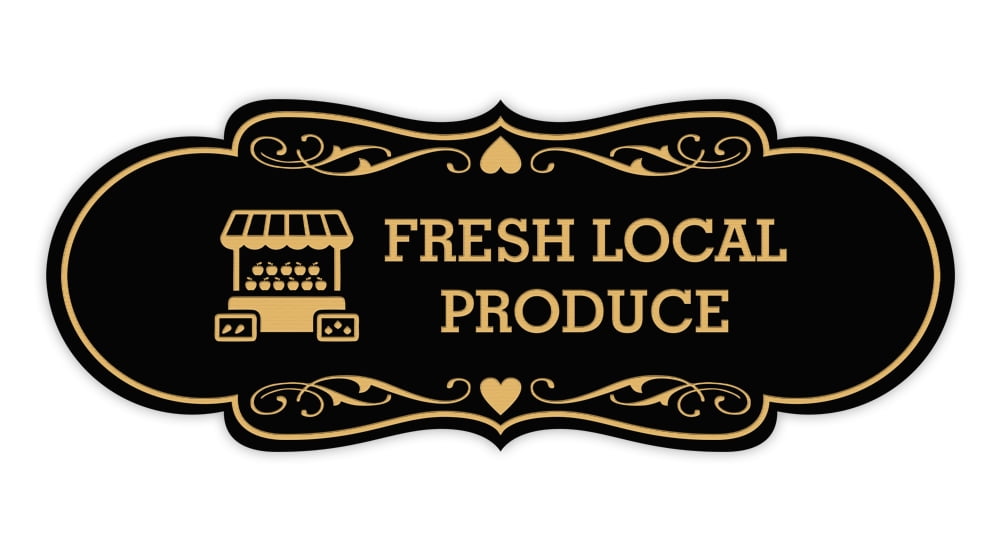 Designer Fresh Local Produce Sign (Black Gold) - Large - Walmart.com