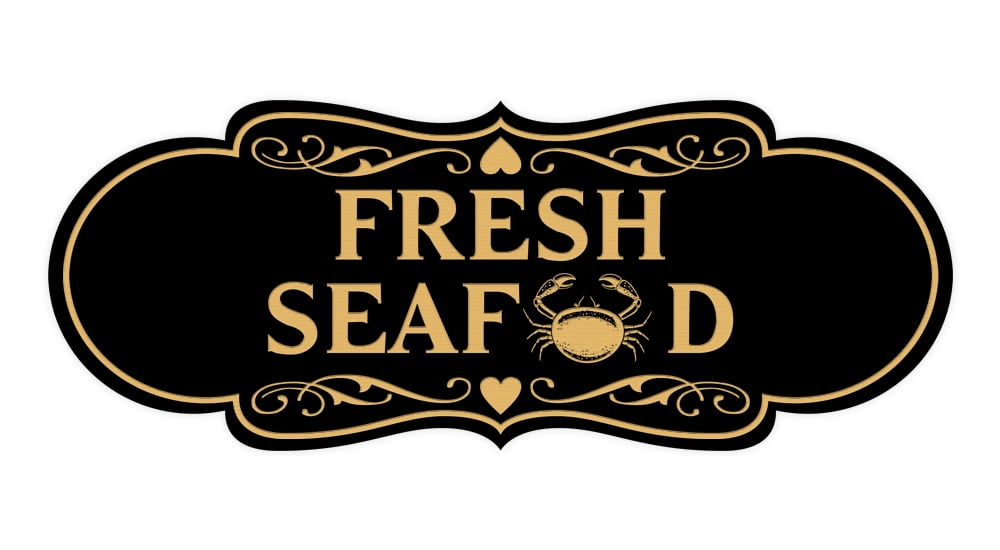Designer Fresh Seafood Sign (Black Gold) - Medium - Walmart.com