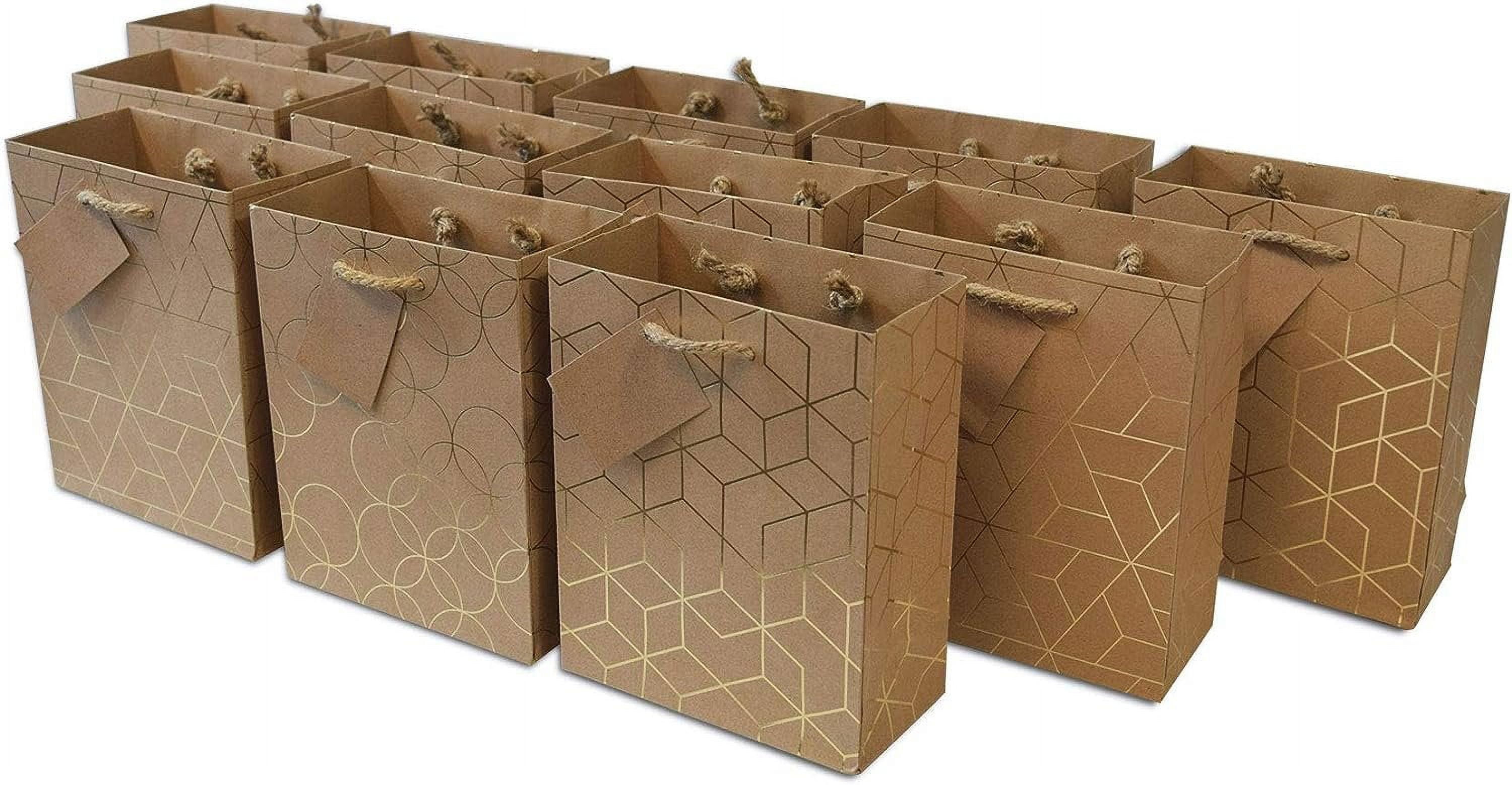 Designer Gift Bags with Handles, Gold Geometric Chevron, Stripe Prints ...