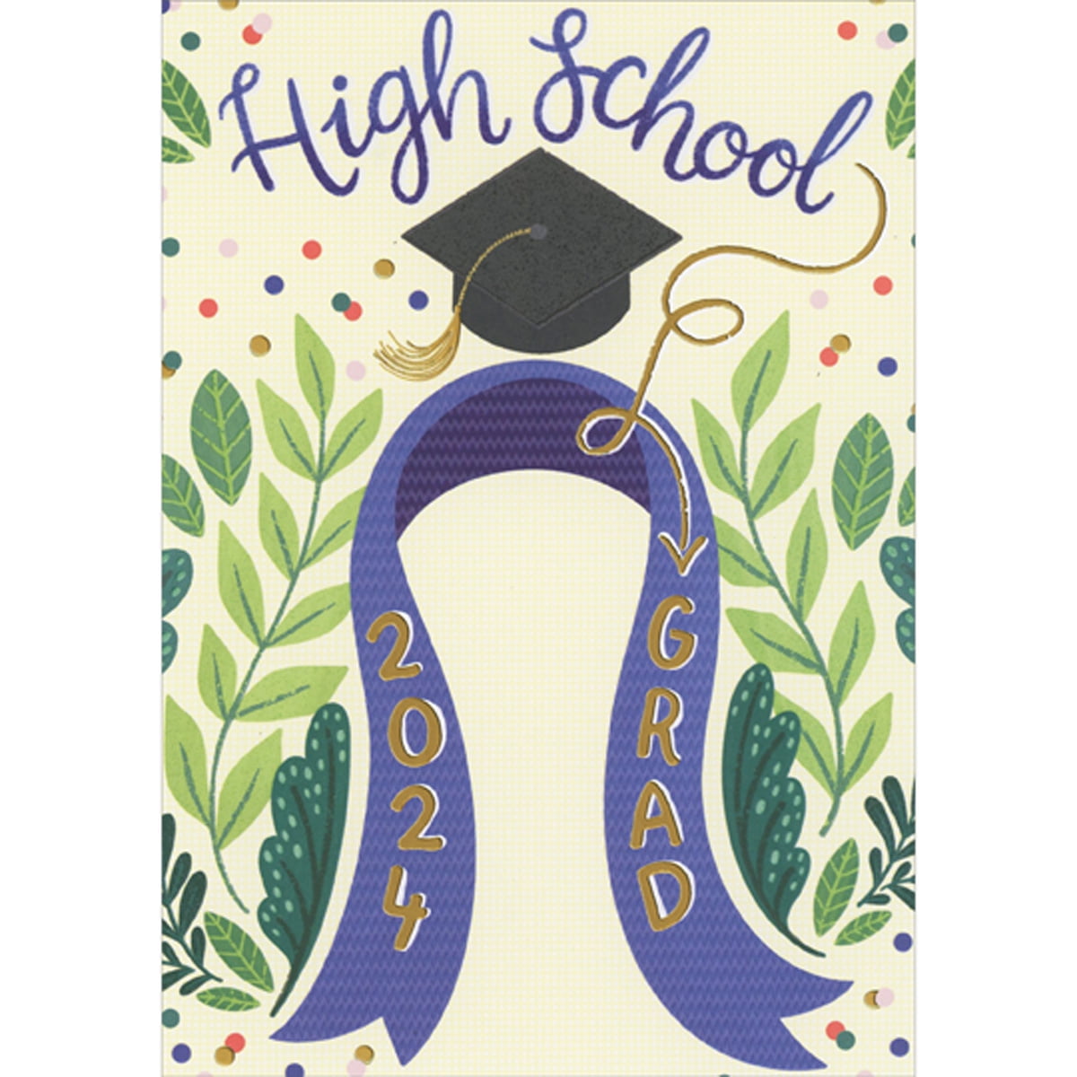Designer Greetings 2024 Blue Stole with Gold Numbers and Black Grad Cap ...