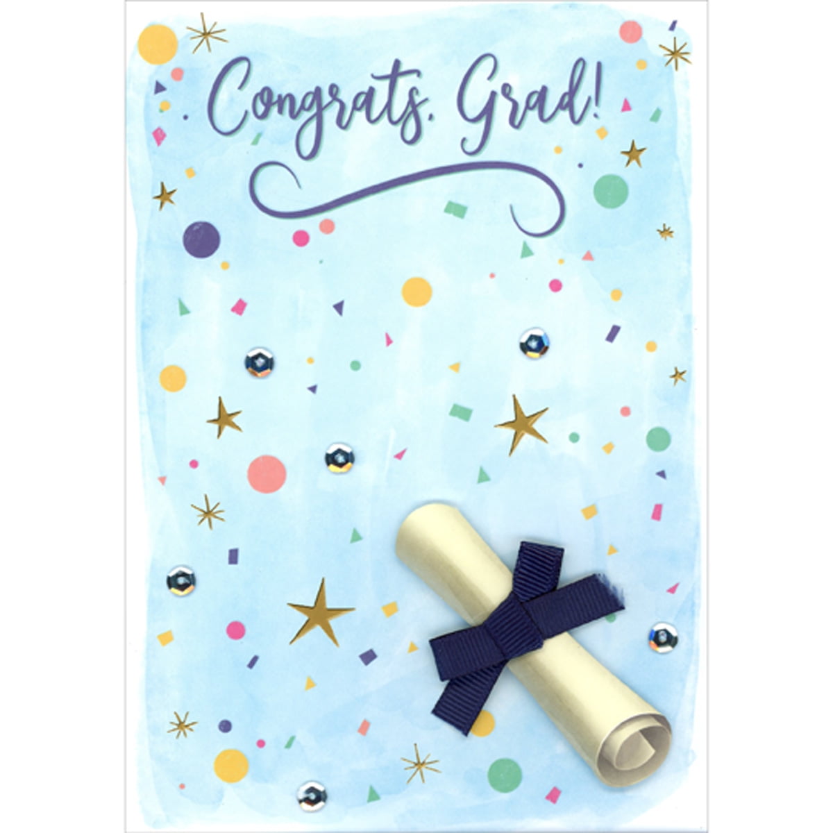 Designer Greetings 3D Die Cut Rolled Diploma, Blue Ribbon, Sequins ...