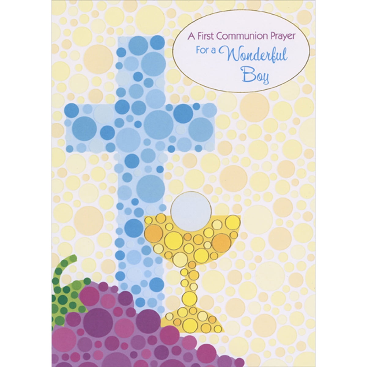 Designer Greetings A First Communion Prayer: Dot Patterned Blue Cross ...