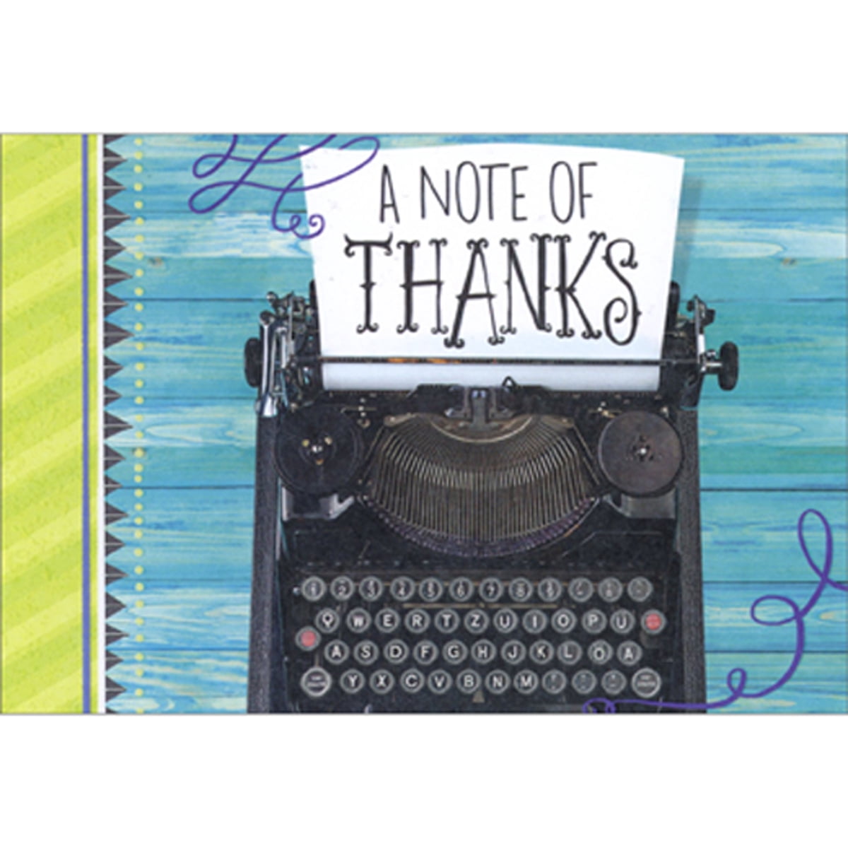 Designer Greetings A Note of Thanks: Typewriter on Blue and Green ...