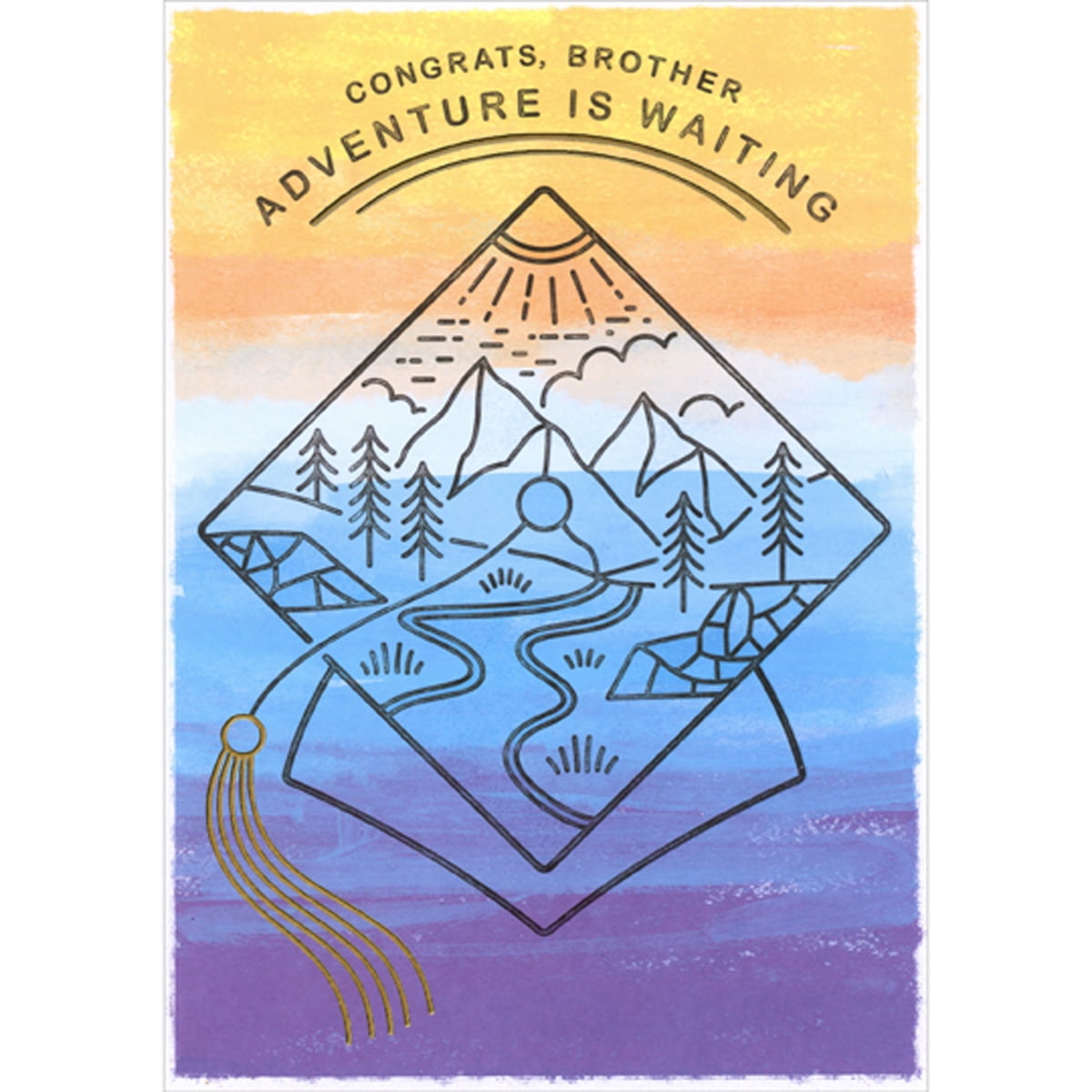 Designer Greetings Adventure is Waiting: Mountain and Path on Grad Cap ...