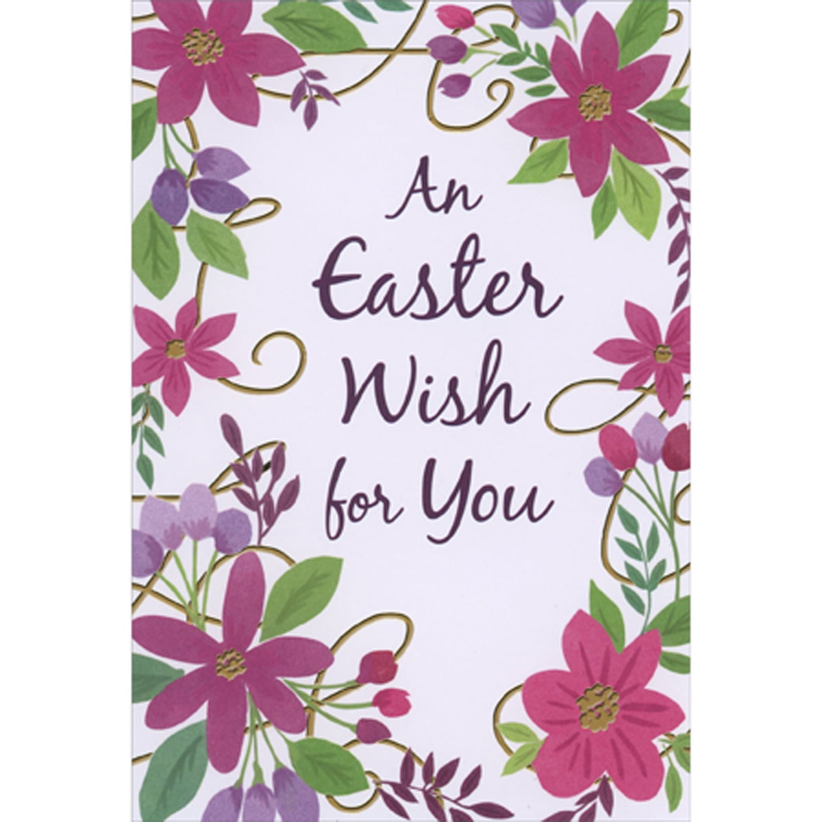 Designer Greetings An Easter Wish For You: Pink Flowers with Gold Foil ...