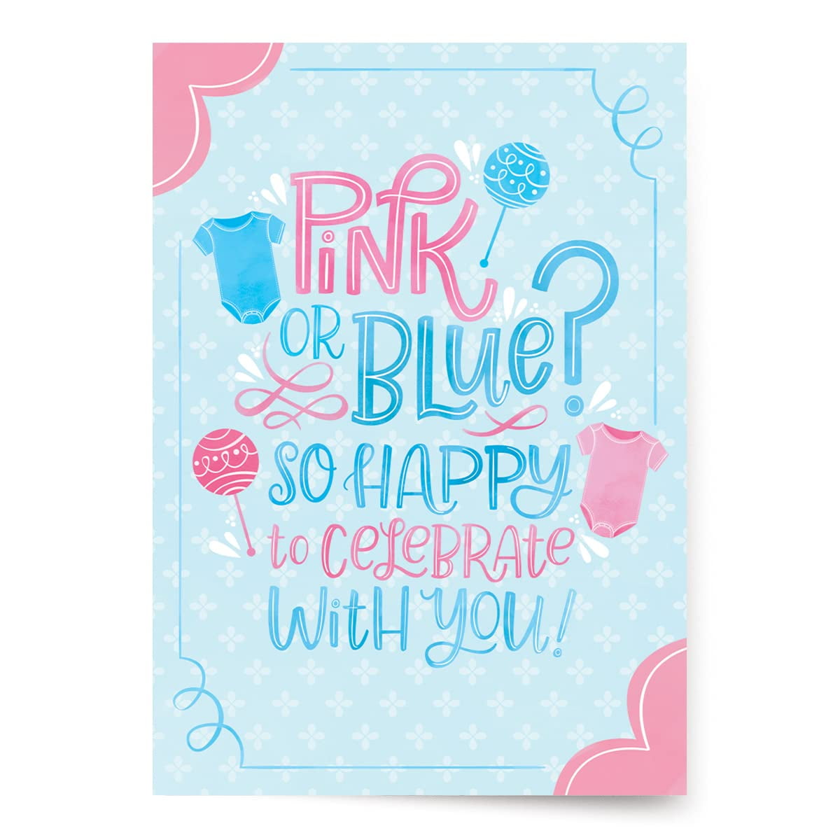 Designer Greetings Baby Gender Reveal Cards Cute Pink and Blue Baby ...