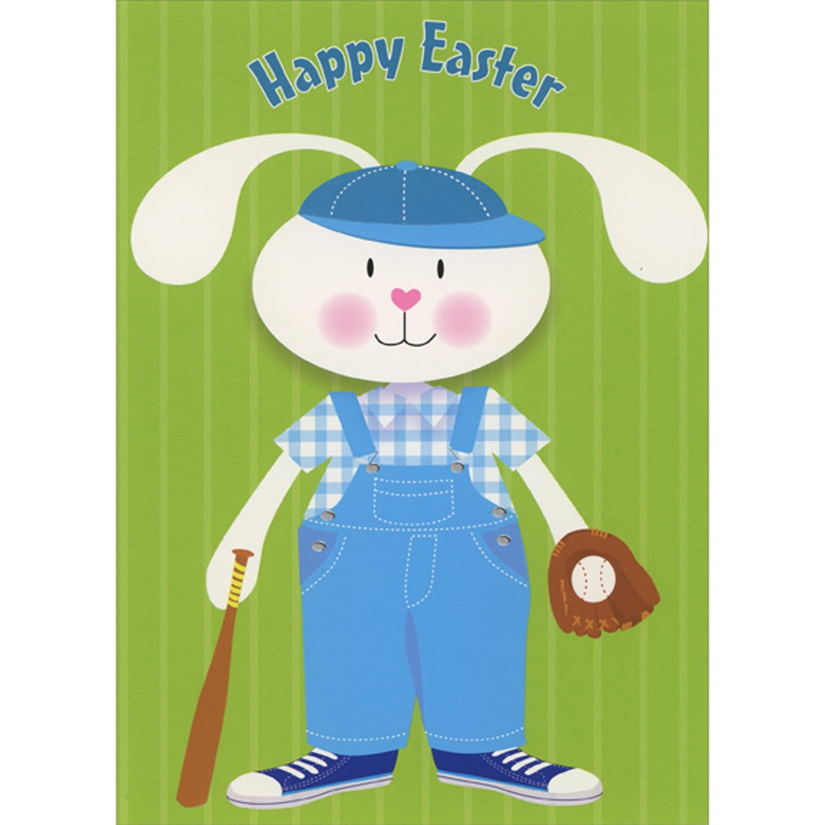 Designer Greetings Baseball Bunny Wearing Blue Overalls and Cap ...