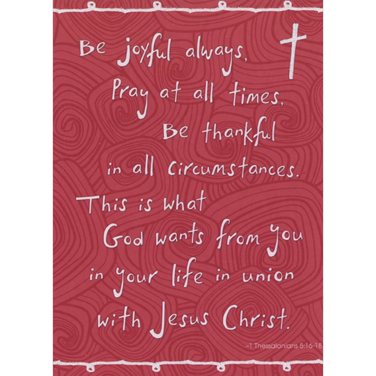 Designer Greetings Be Joyful Always Scripture Verse: White Text on Red ...