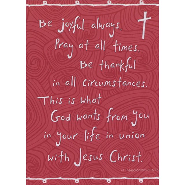 Designer Greetings Be Joyful Always Scripture Verse: White Text on Red ...