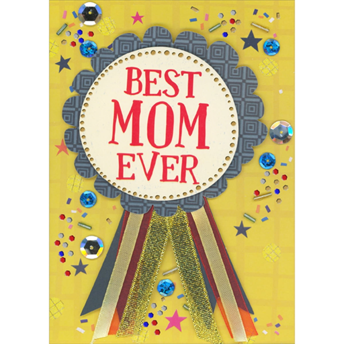 Designer Greetings Best Mom Ever 3D Tip On Award Ribbon with Multi ...