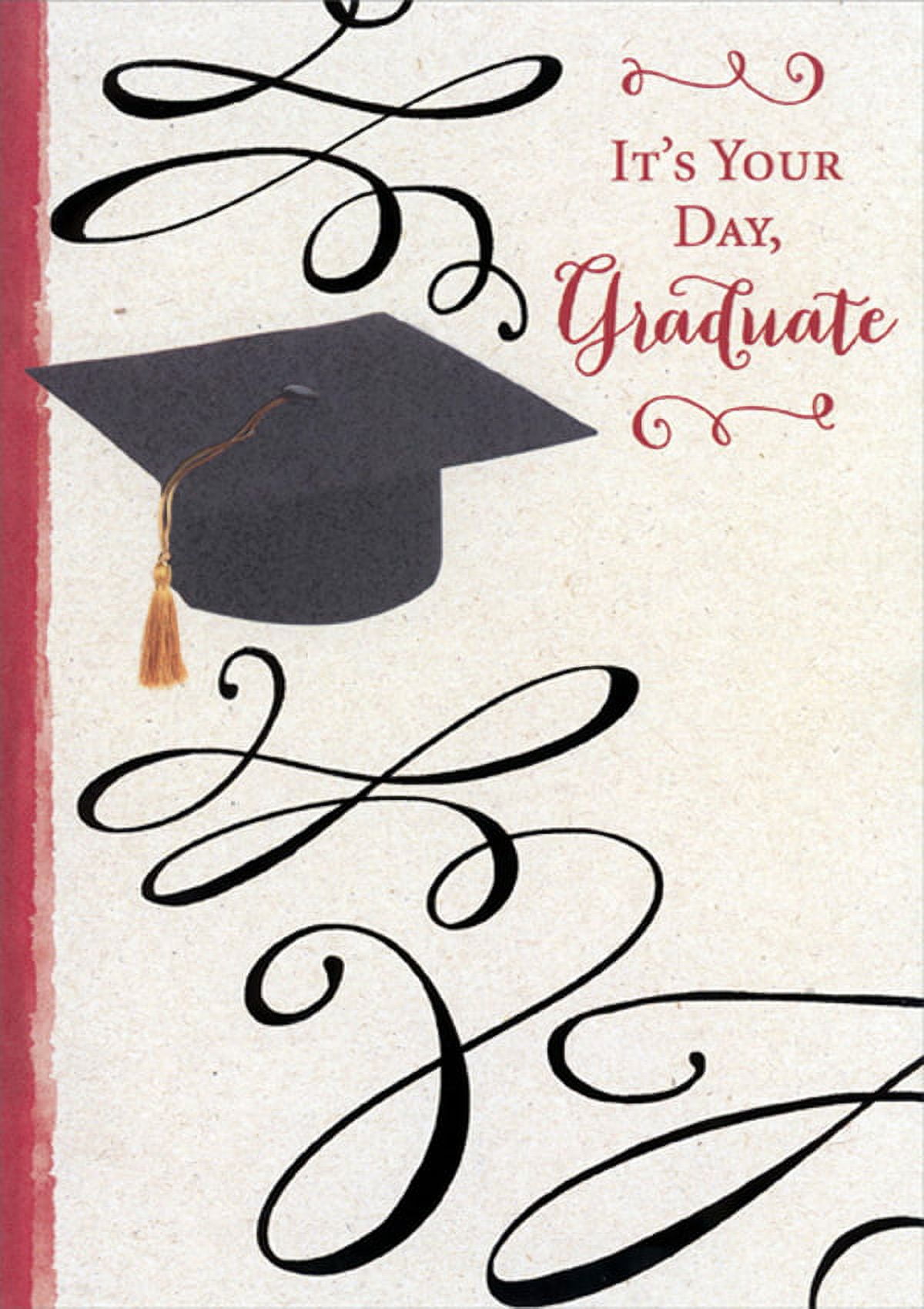 Designer Greetings Black Grad Cap Between Black Swirls Graduation ...