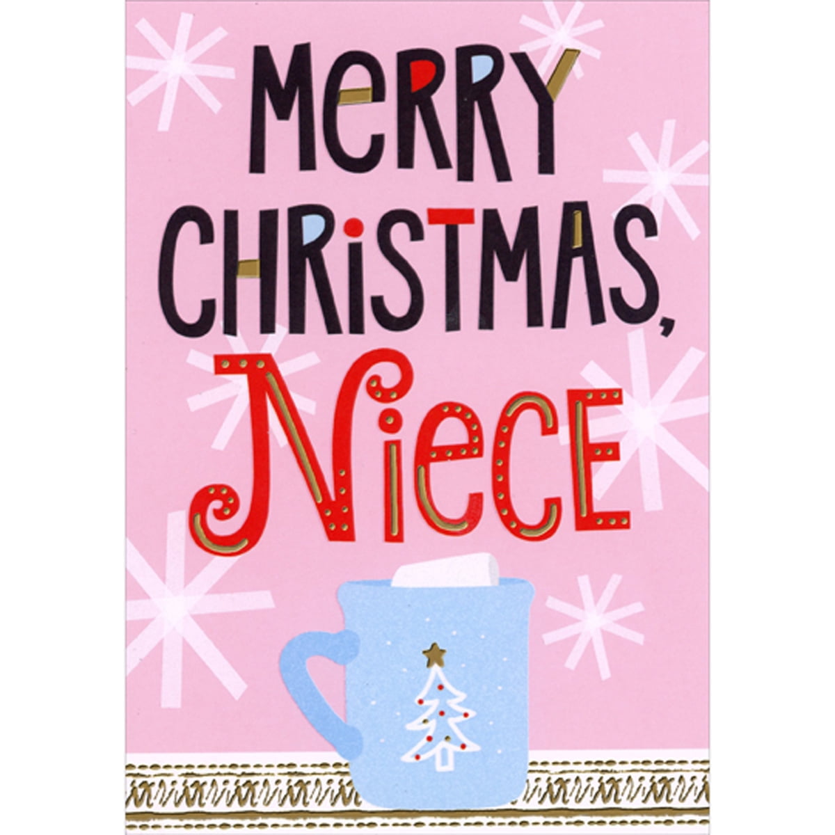Designer Greetings Blue Mug with Tree and Gold Star on Pink Christmas ...