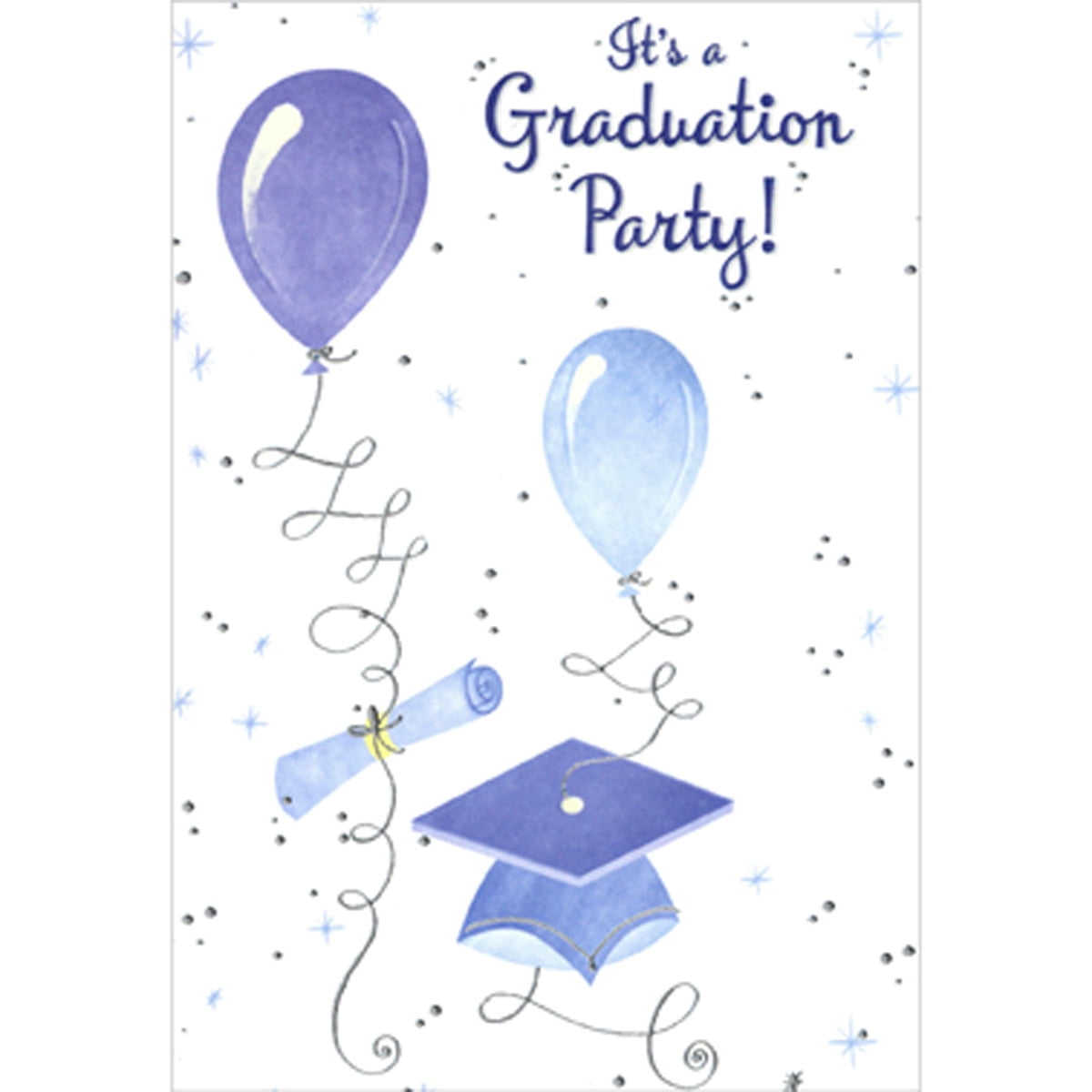 Designer Greetings Blue and Purple Balloons with Silver Foil String ...