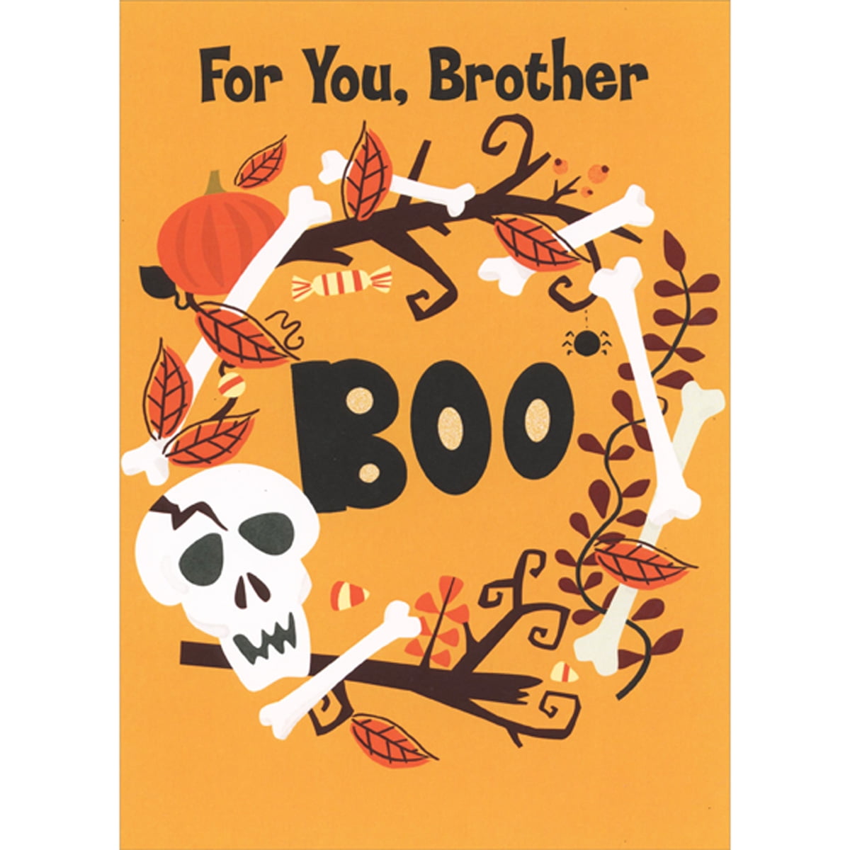 Designer Greetings Boo Inside Wreath of Branches, Bones, Vines, Leaves ...