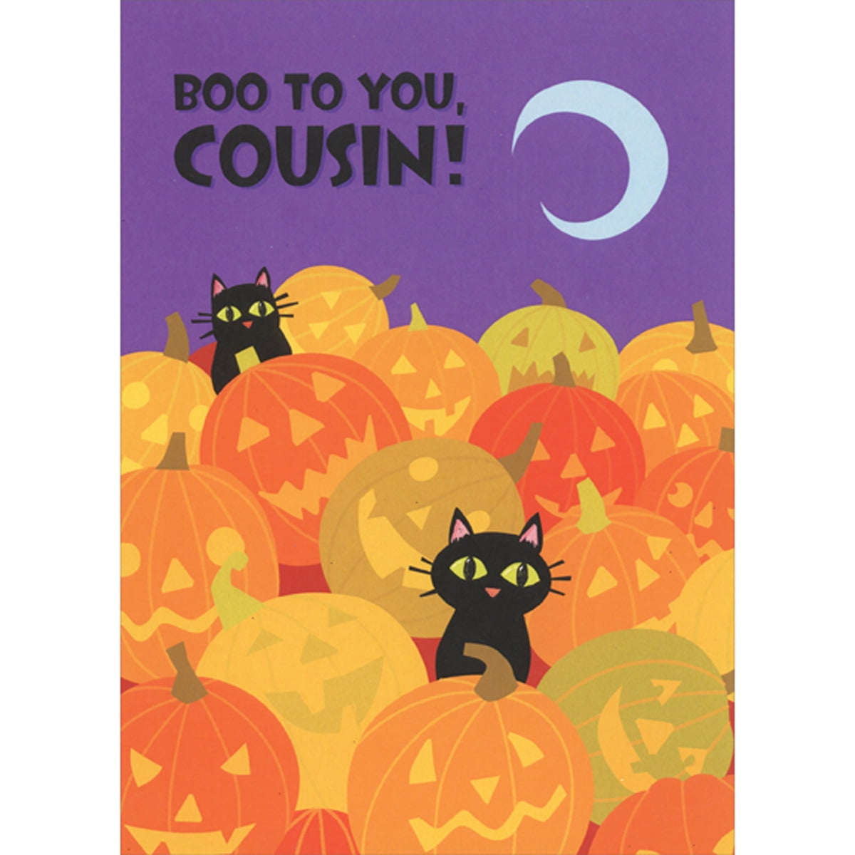 Designer Greetings Boo to You, Cousin: Two Black Cats in Pile of ...