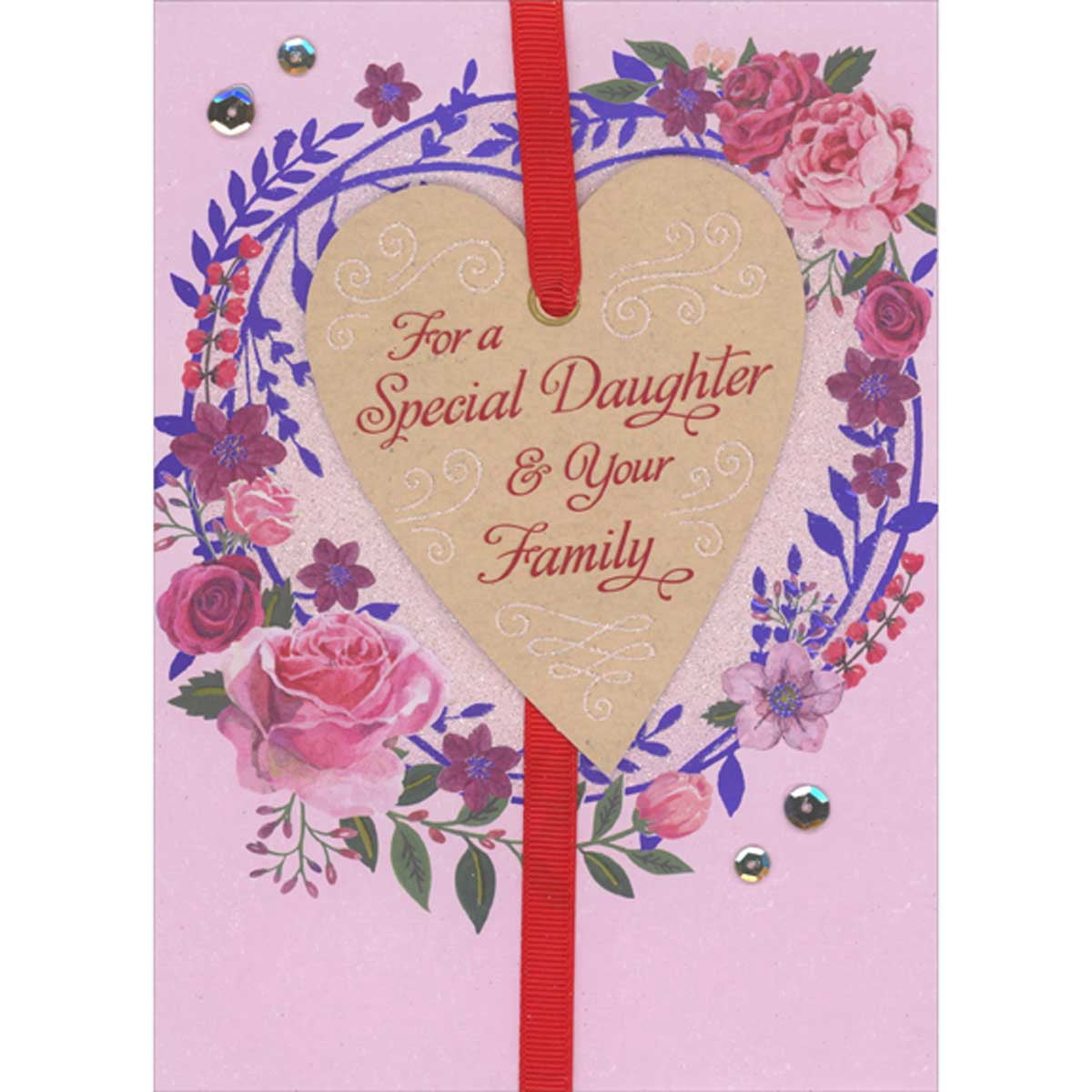 Designer Greetings Brown Heart Shaped 3D Tip On Banner, Red Ribbon ...