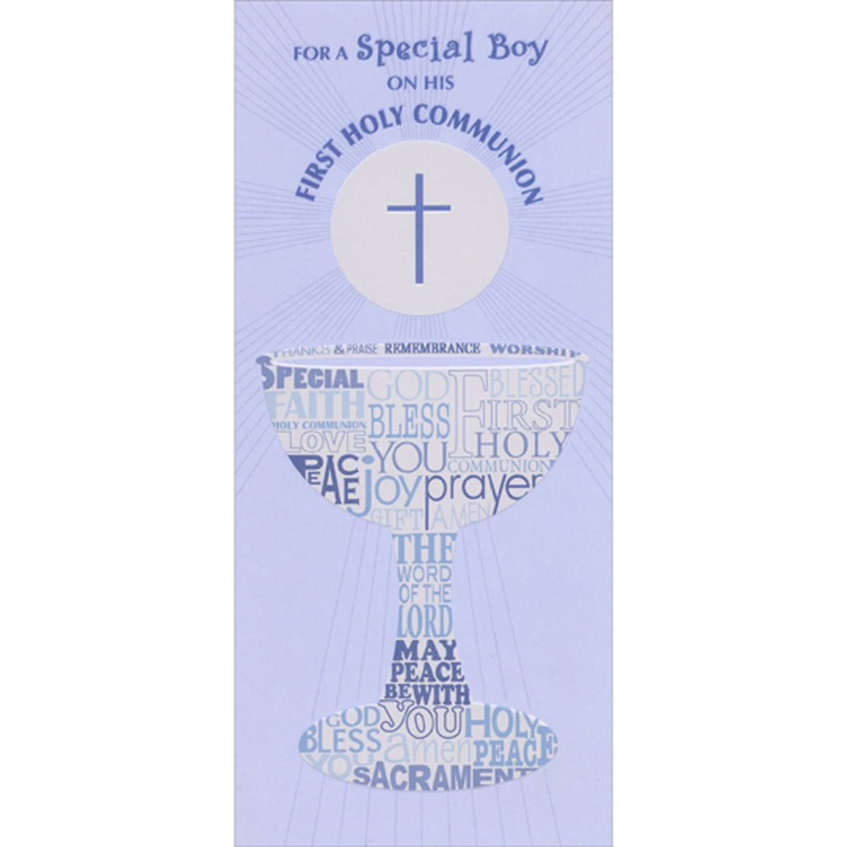 Designer Greetings Chalice Shape Filled with Words of Faith on Blue 1st ...