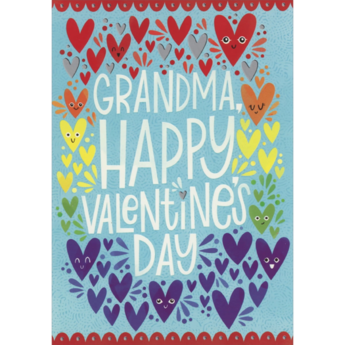 Designer Greetings Circular Border of Smiley Faced Colorful Hearts on ...