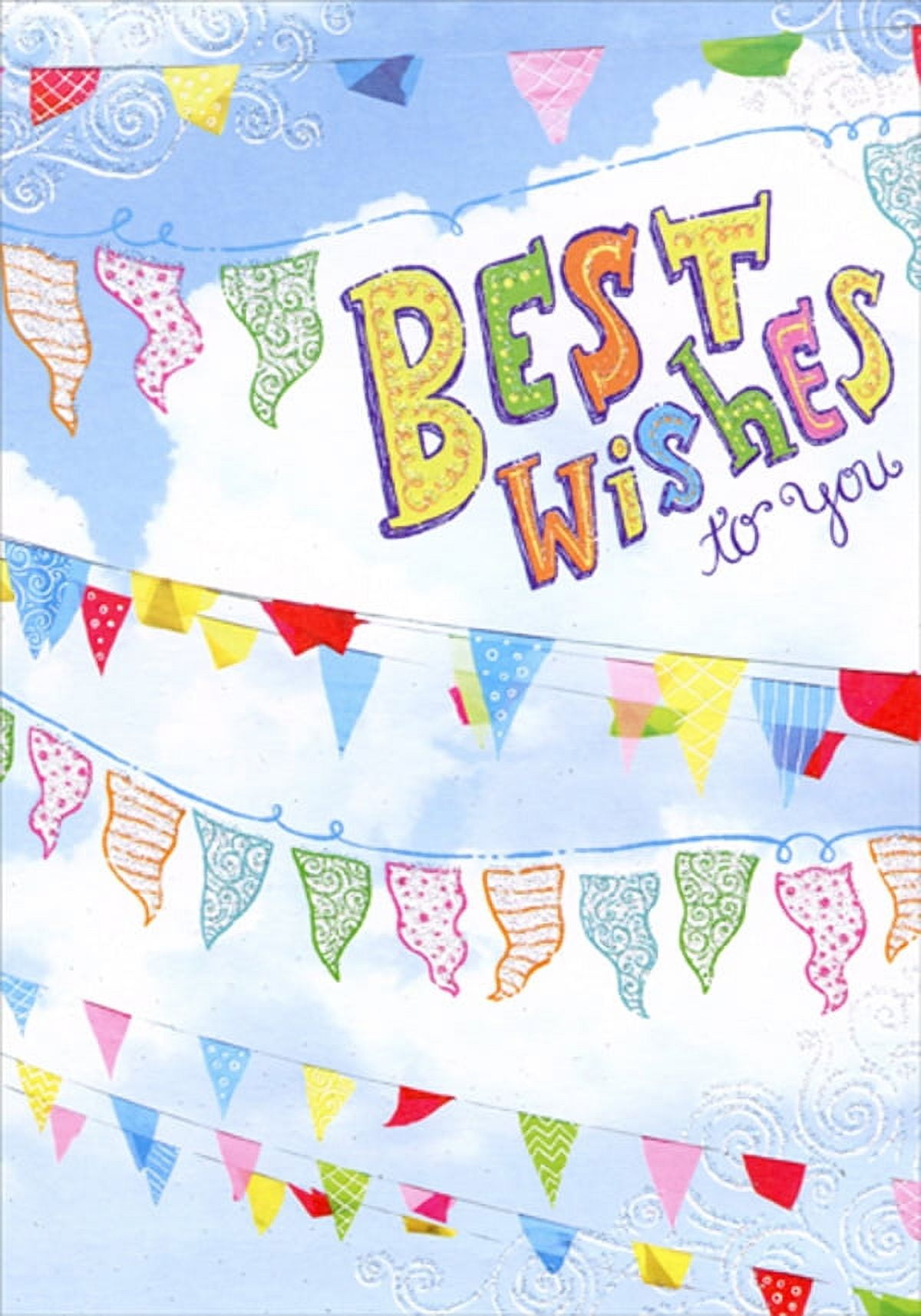 Designer Greetings Color Flags Hanging from Lines Best Wishes ...