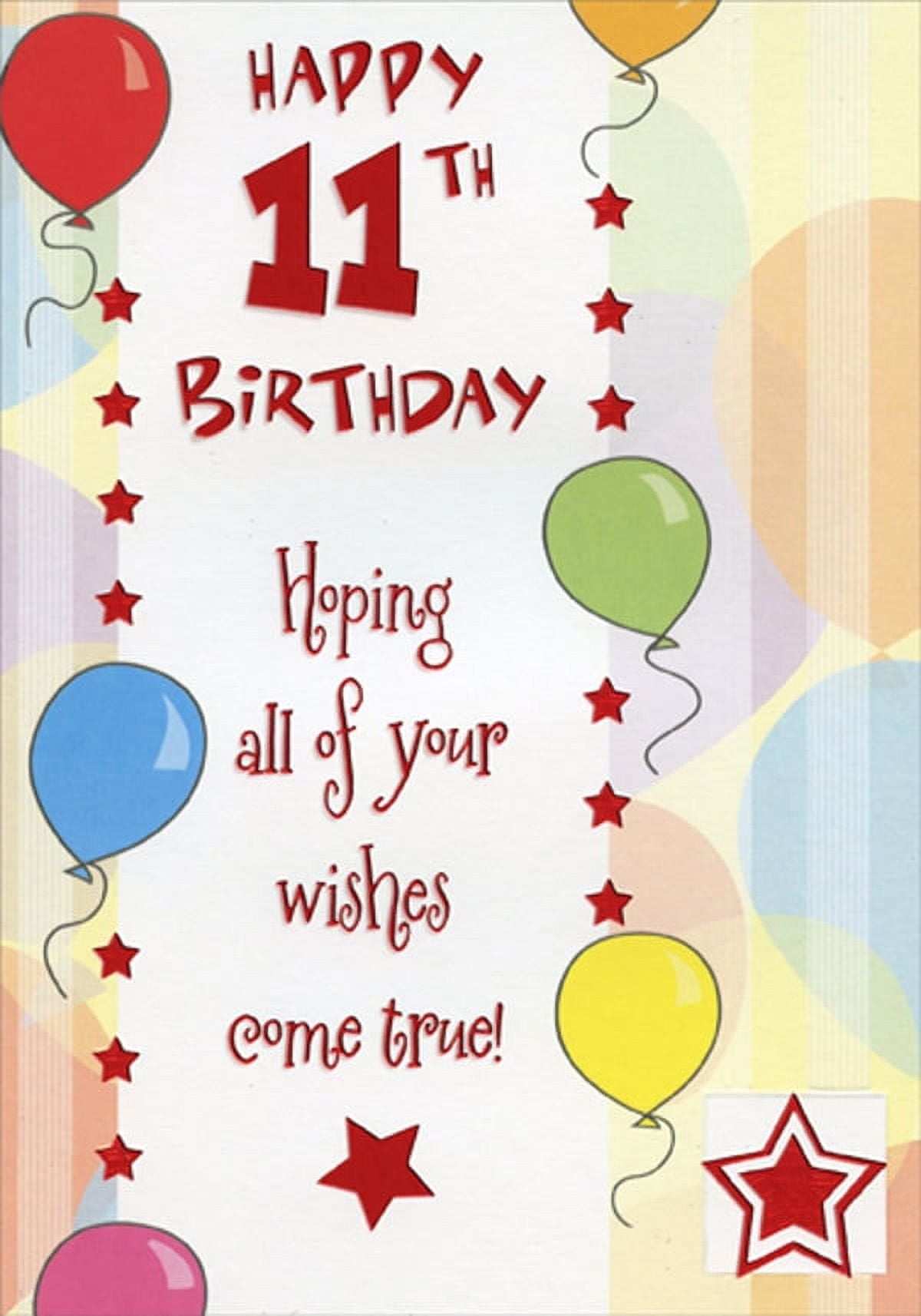 Designer Greetings 11th Birthday Card with Colorful Balloons, Red Foil ...