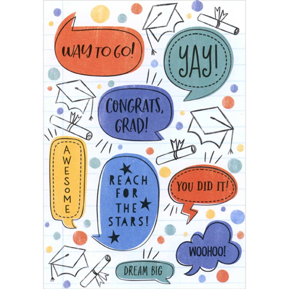 Designer Greetings Colorful Talk Bubbles on Lined Paper: Way to Go, Yay ...