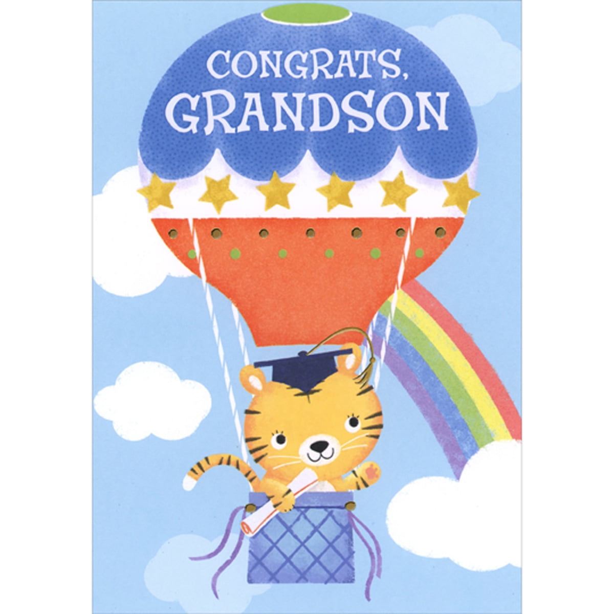 Designer Greetings Congrats Grandson: Cute Tiger in Hot Air Balloon ...