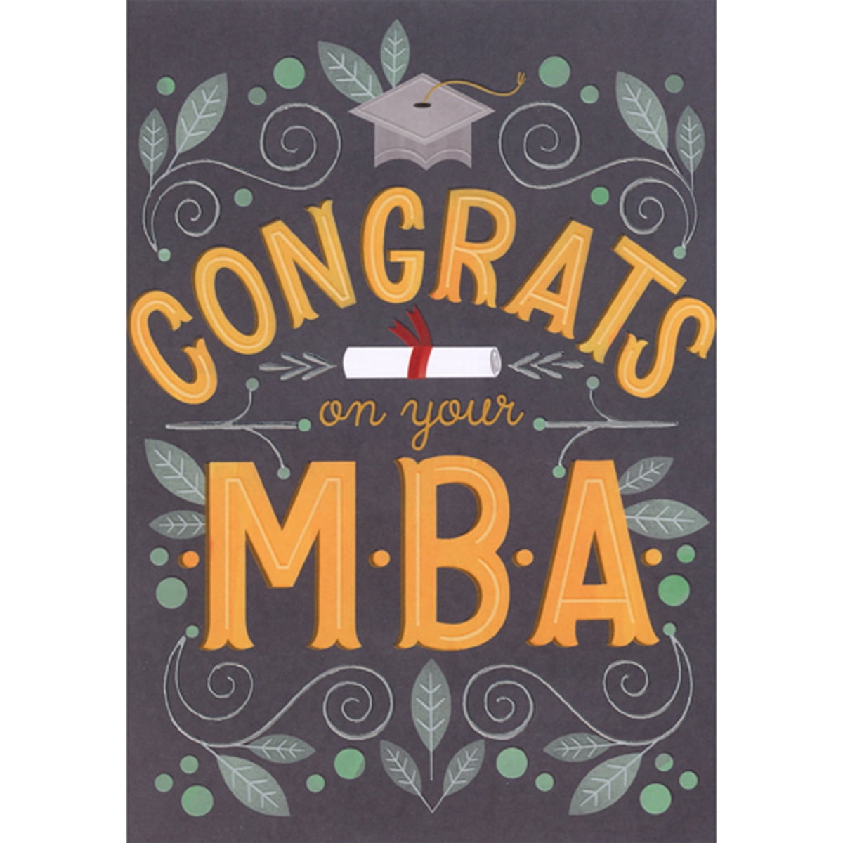 Designer Greetings Congrats on Your MBA: Cap, Diploma, Leaves and ...