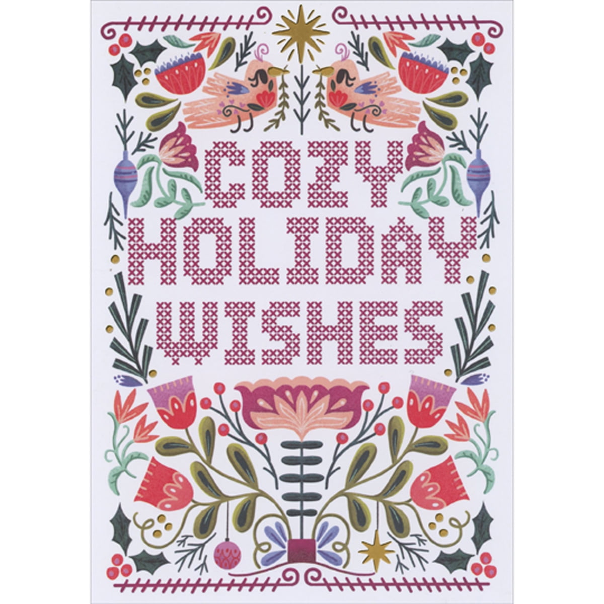 Designer Greetings Cozy Holiday Wishes Cross Stitch Lettering Christmas ...
