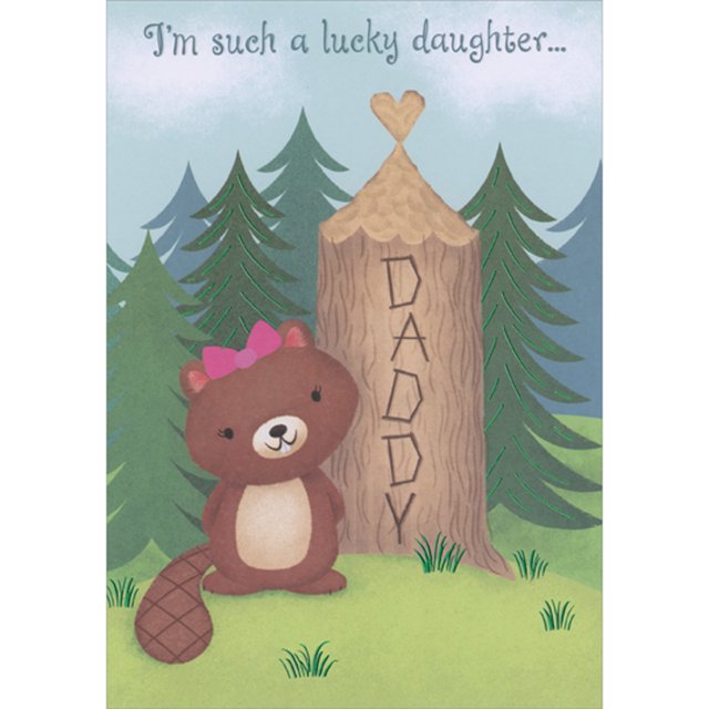 Designer Greetings Cute Beaver Standing Near Tree Stump with Heart ...