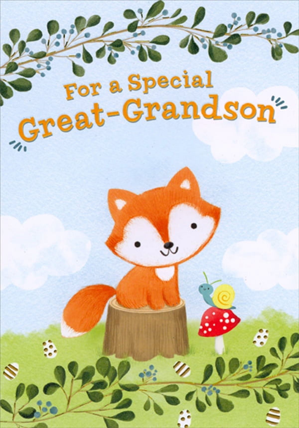 Designer Greetings Cute Fox on Tree Stump : Snail on Mushroom Juvenile ...