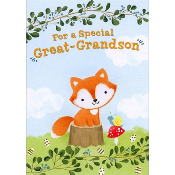 Designer Greetings Cute Fox on Tree Stump : Snail on Mushroom Juvenile ...