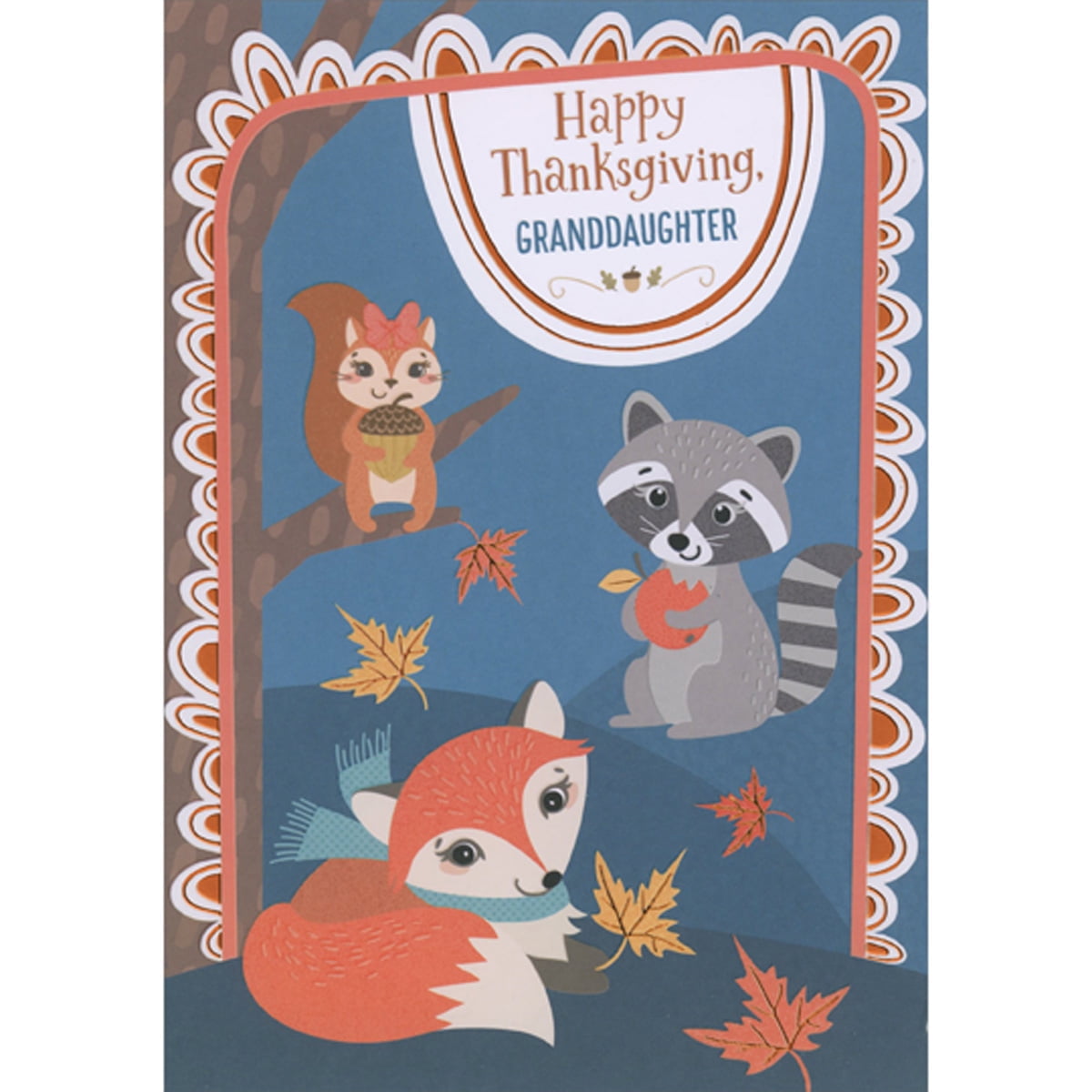 Designer Greetings Cute Squirrel, Raccoon and Fox on Dark Blue Juvenile ...