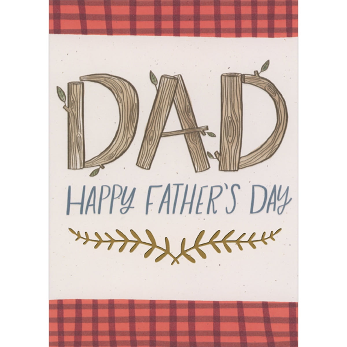 Designer Greetings Dad Spelled with Logs and Twigs Over Gold Foil ...