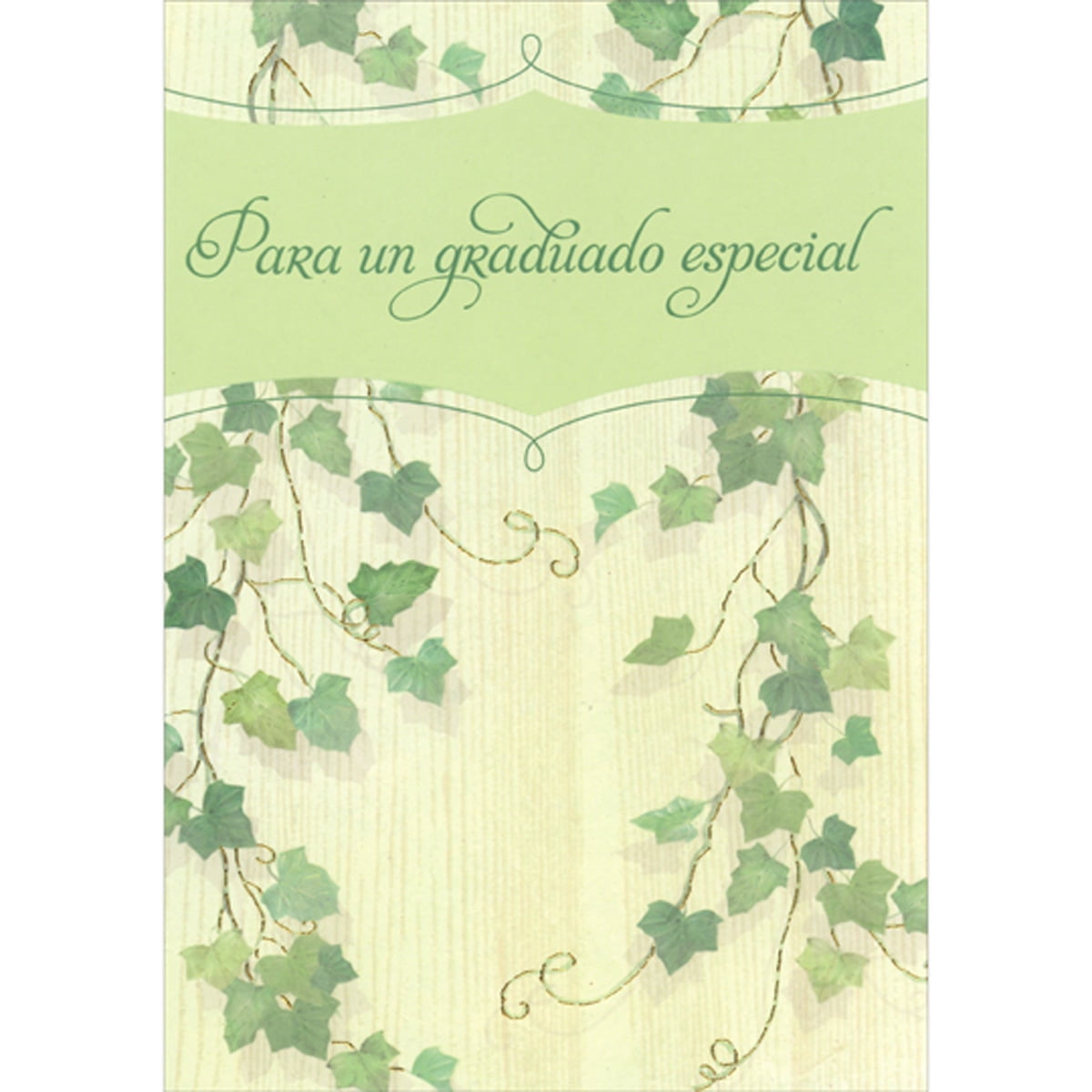 Designer Greetings Dark and Light Green Leaves on Thin Swirling Gold ...