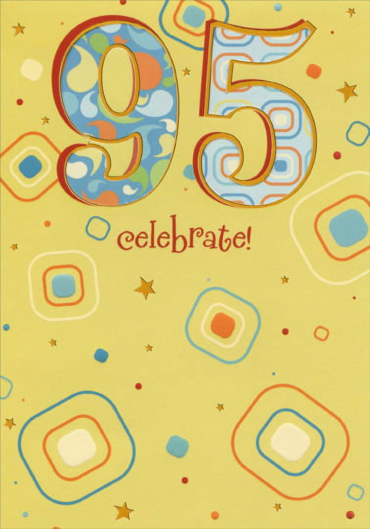 Designer Greetings Die Cut 95 with Silver Foil Trim on Yellow: 95th ...