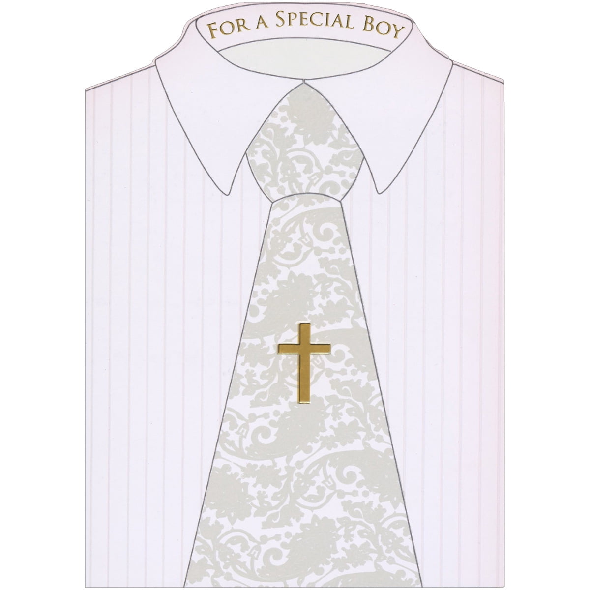 Designer Greetings Die Cut Pin Stripe White Shirt and Paisley Tie with ...