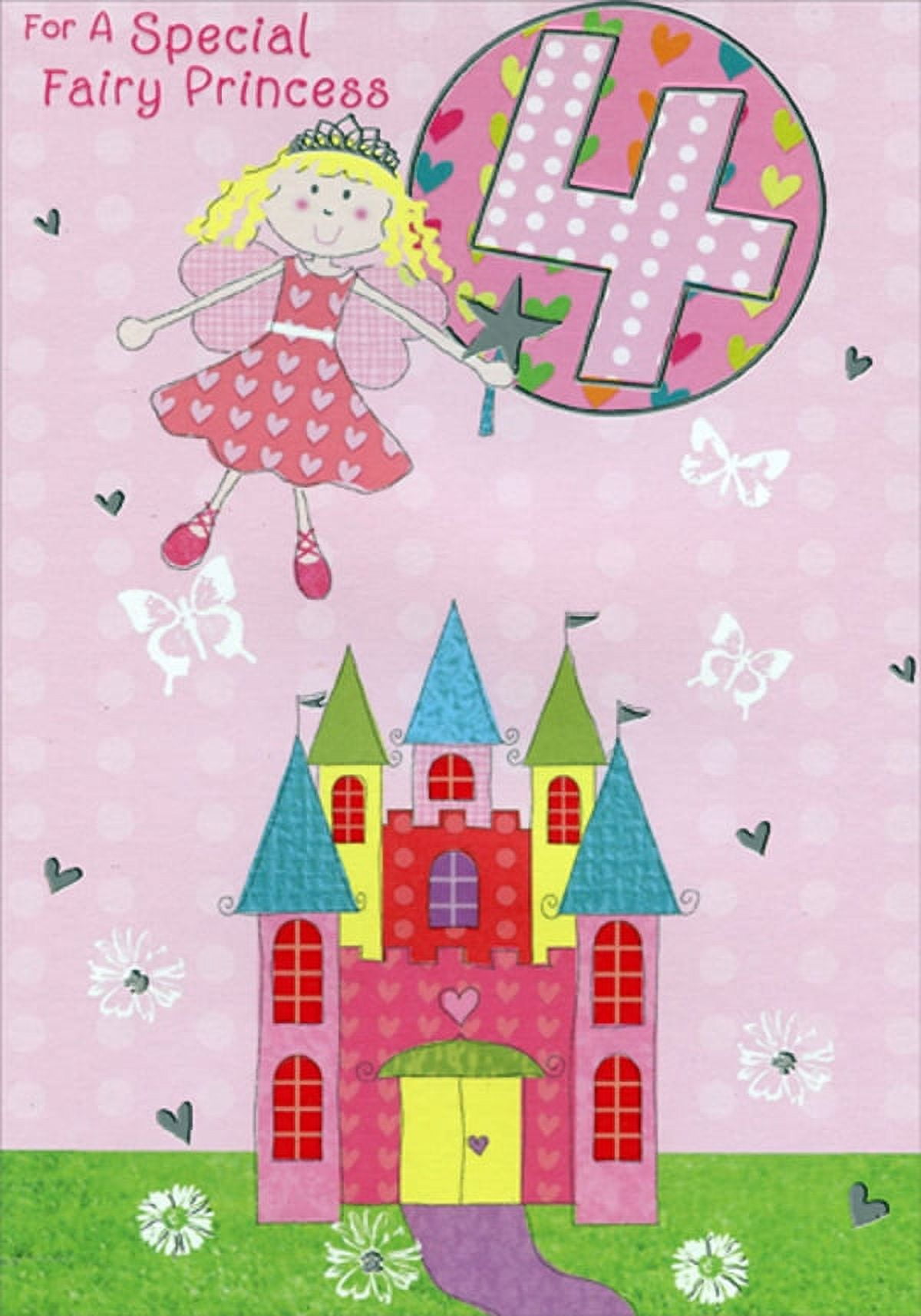 Designer Greetings Fairy Princess and Castle Age 4 / 4th Birthday Card ...