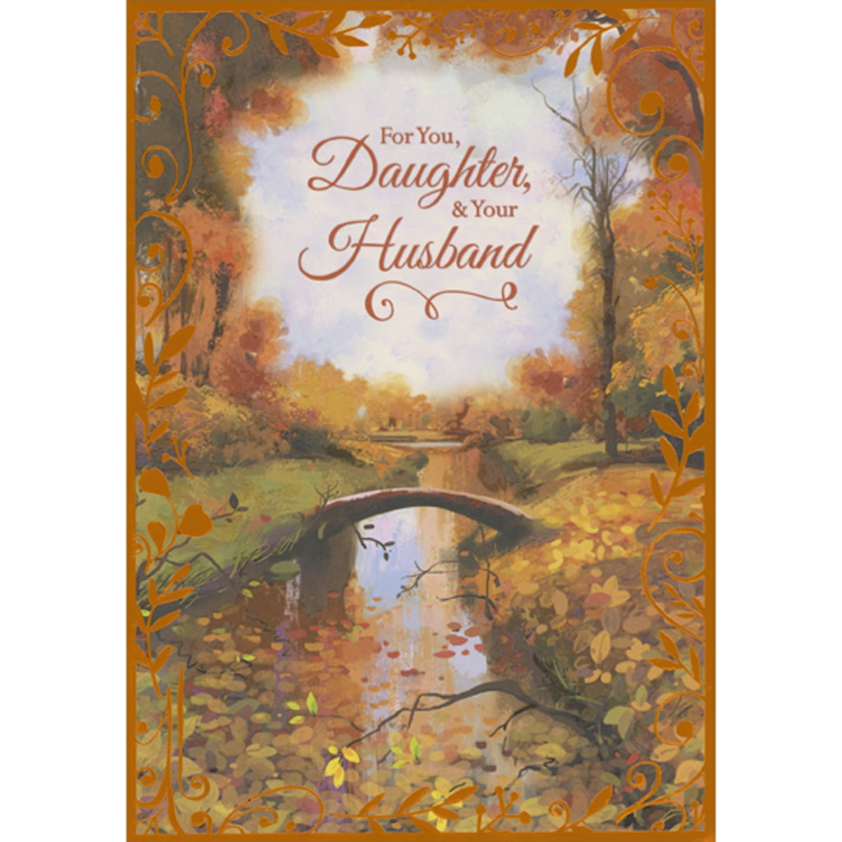Designer Greetings Fall Country Scene with Small Bridge Over Stream ...
