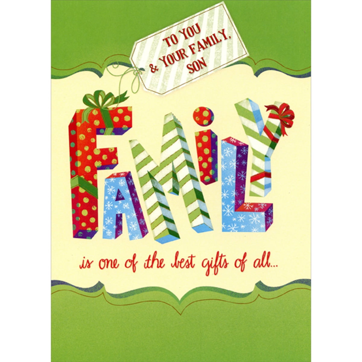 Designer Greetings Family: Letters with Striped, Dotted and Snowflake ...