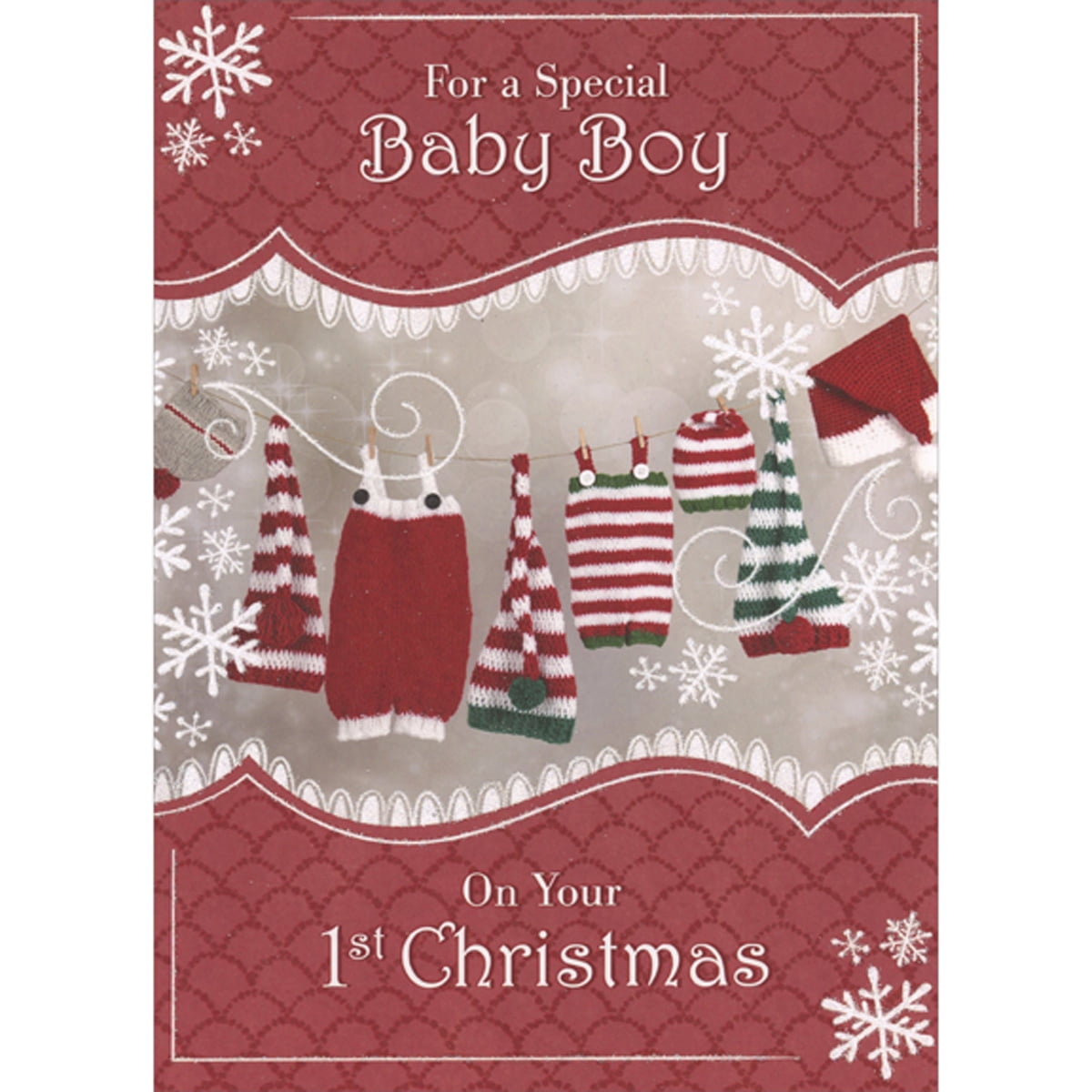 Designer Greetings Festive Red, White and Green Hats and Pants on ...