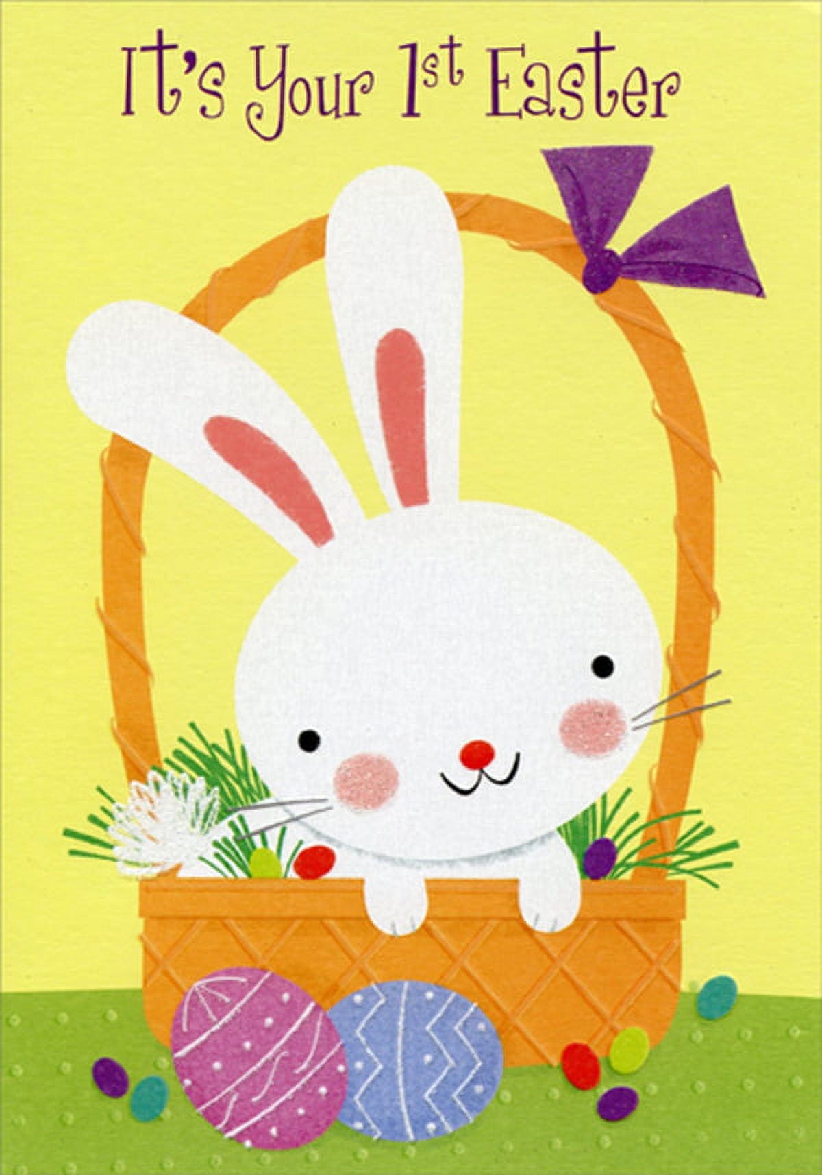 Designer Greetings First / 1st Easter Cute Baby Bunny in Basket Easter ...