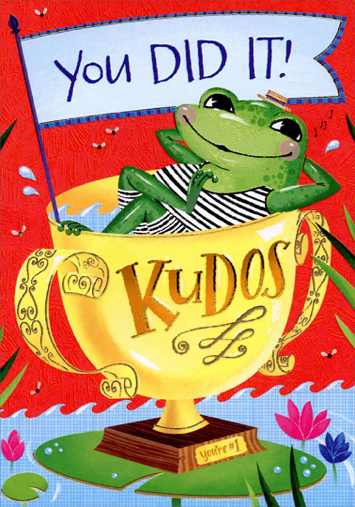 Designer Greetings Frog Inside Trophy Accomplishment Congratulations ...