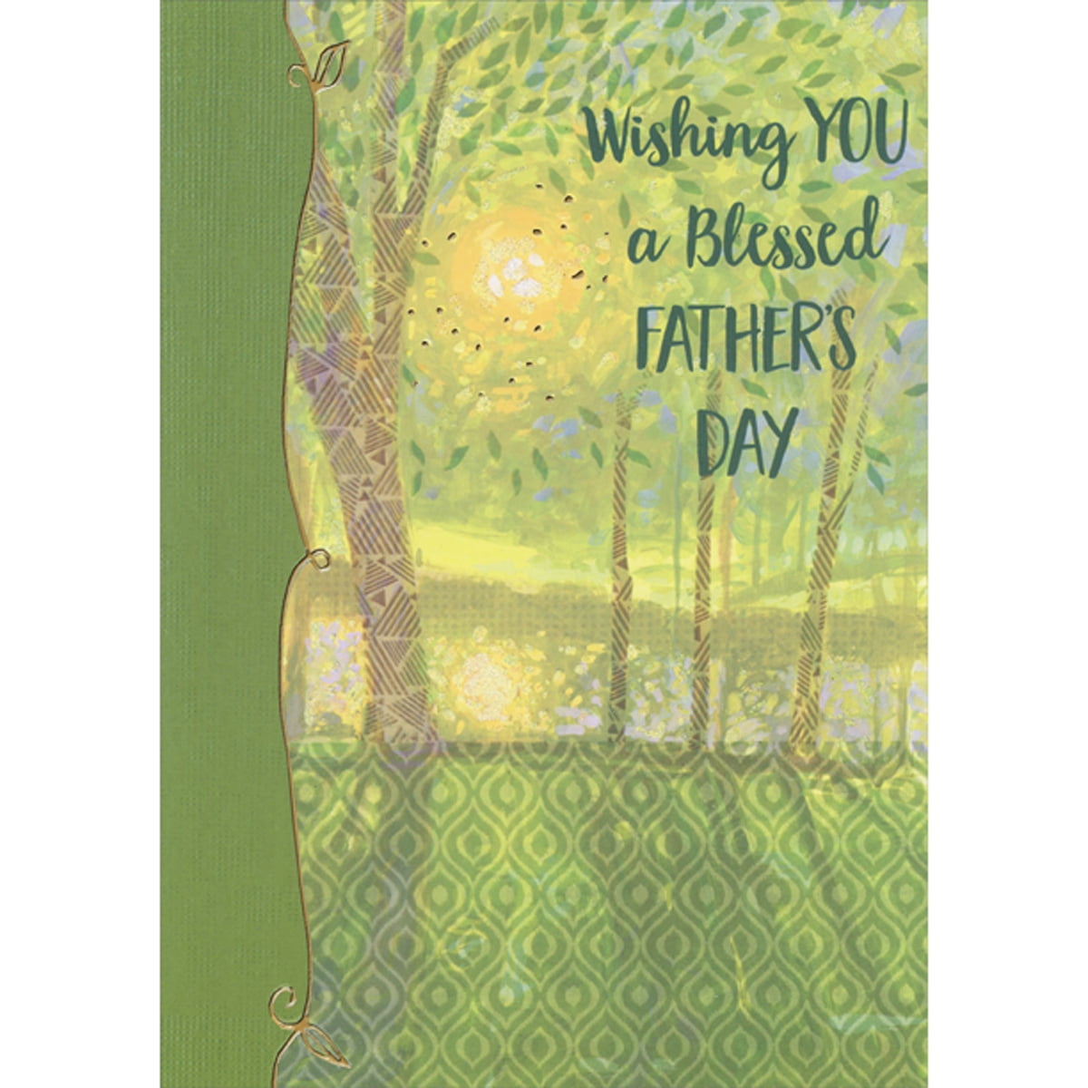 Designer Greetings Glitter Sun Shining Through Green Leaves on Trees ...