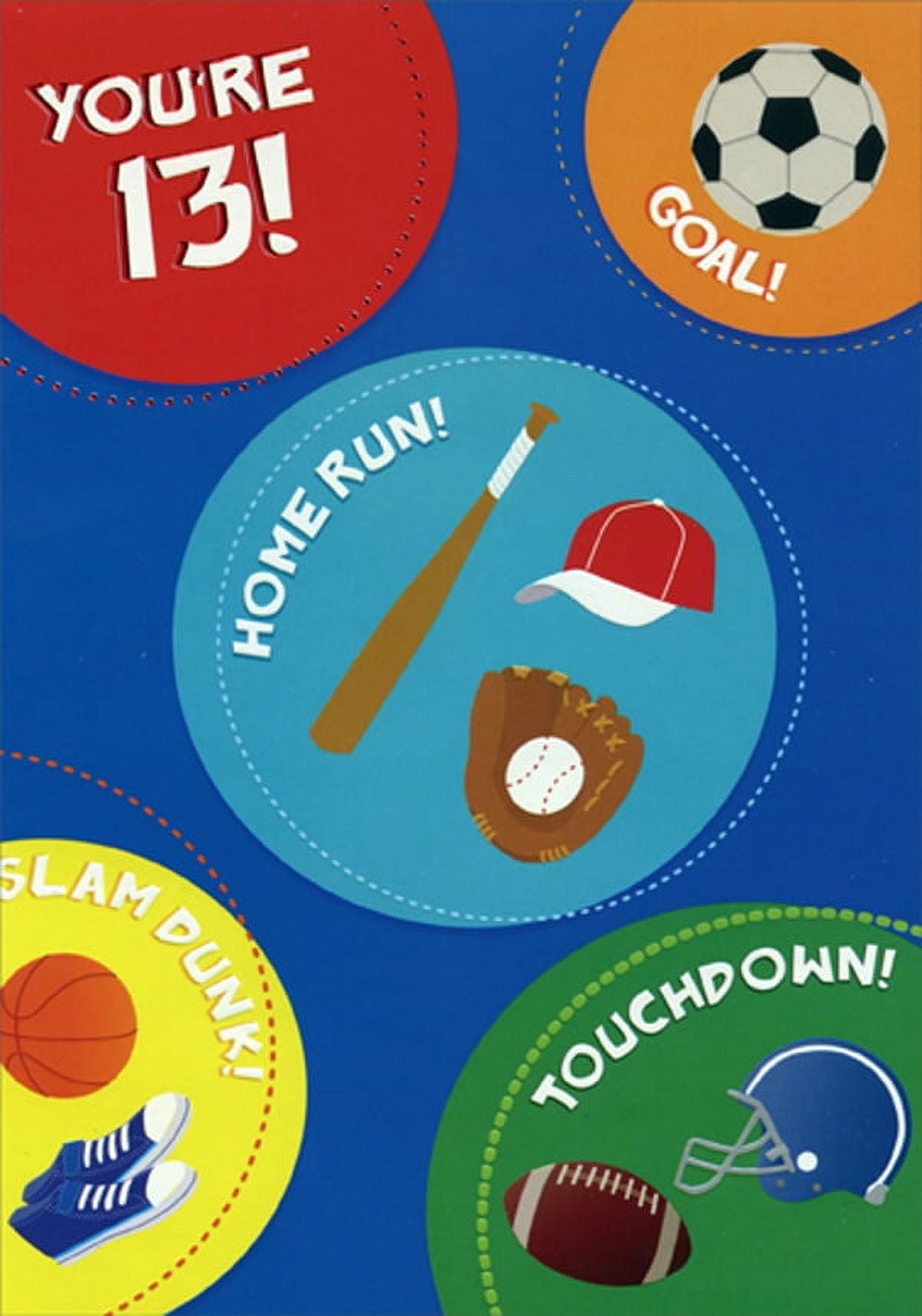 Designer Greetings Goal, Home Run, Slam Dunk, Touchdown Age 13 / 13th ...