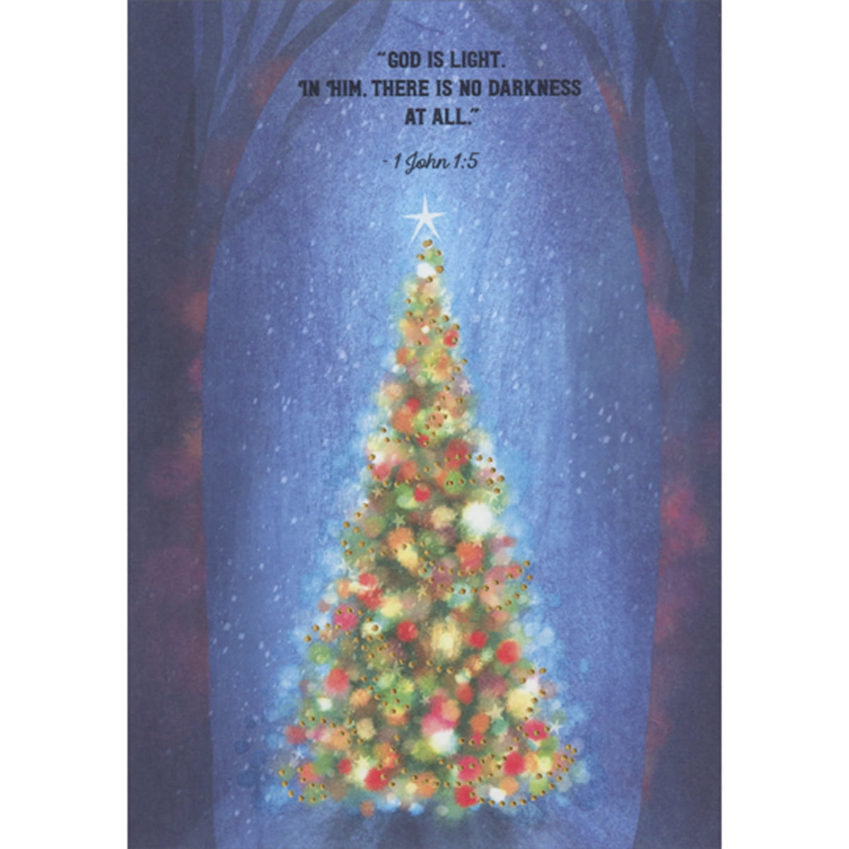 Designer Greetings God Is Light Scripture Verse: Single Evergreen Tree ...